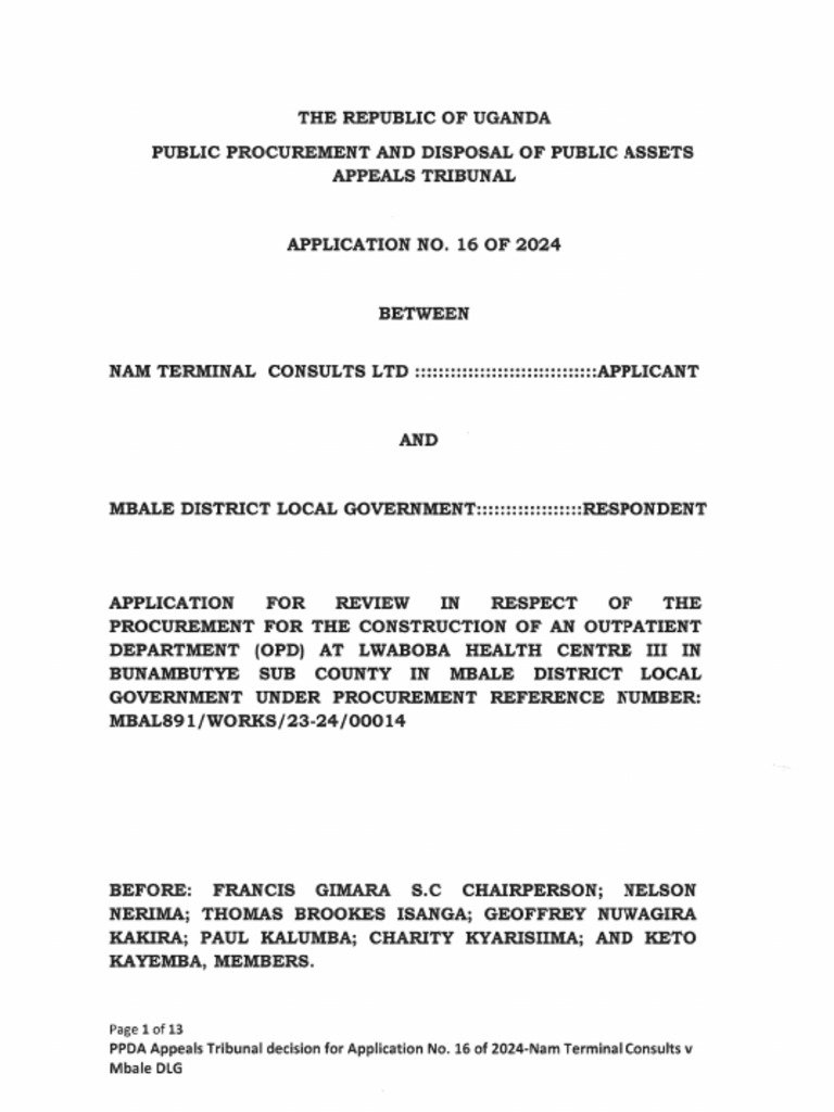 Detailed Decision of The Tribunal in Application No. 16 of 2024 | PDF