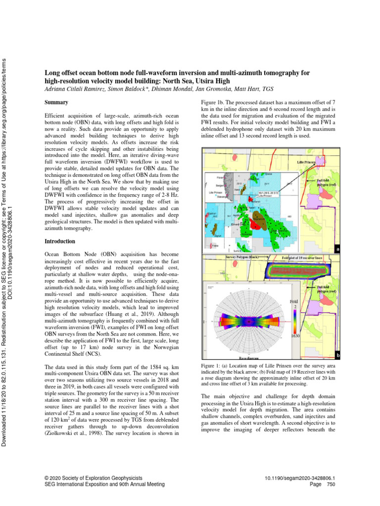 Segam2020-3428806.1 - Long Offset Ocean Bottom Node FWI and Multi ...