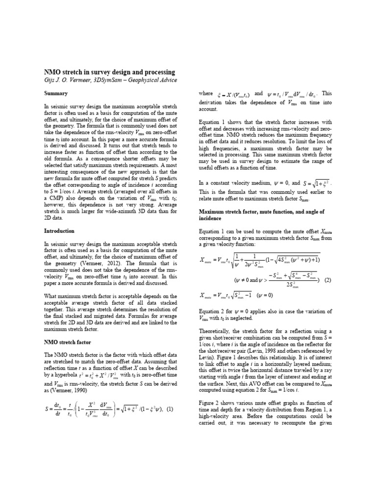 NMO Stretch and Survey DesignSEG | PDF | Equations | Reflection Seismology
