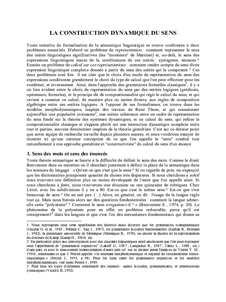 La Construction Dynamique Du Sens | PDF