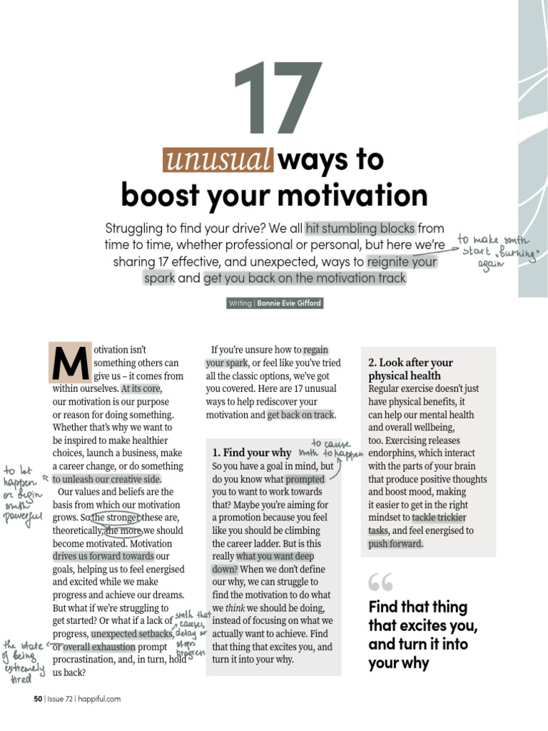 17 Unusual Ways To Boost Your Motivation NOTES | PDF | Motivation ...