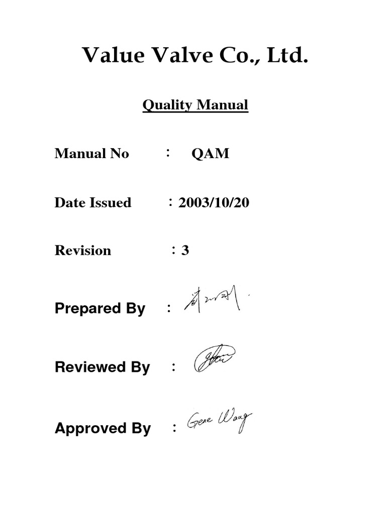 Value-Valve-Quality-Manual | PDF | Quality Management System | Quality ...