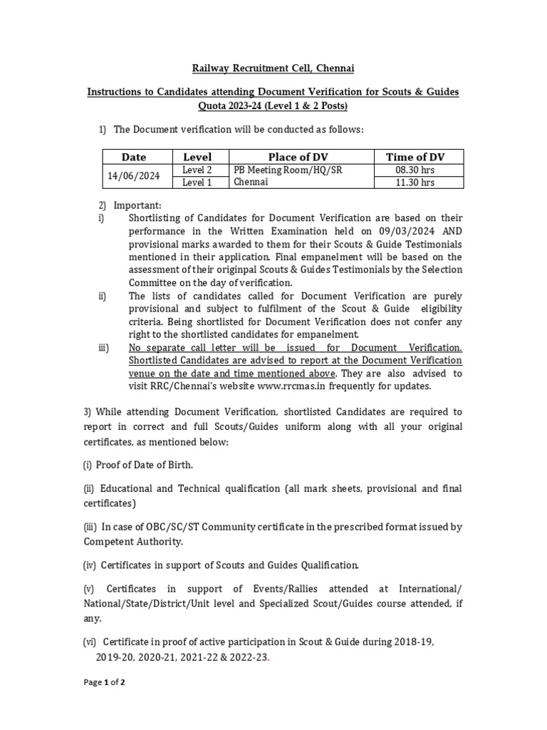 Instructions DV Leve1 and Level2 | PDF