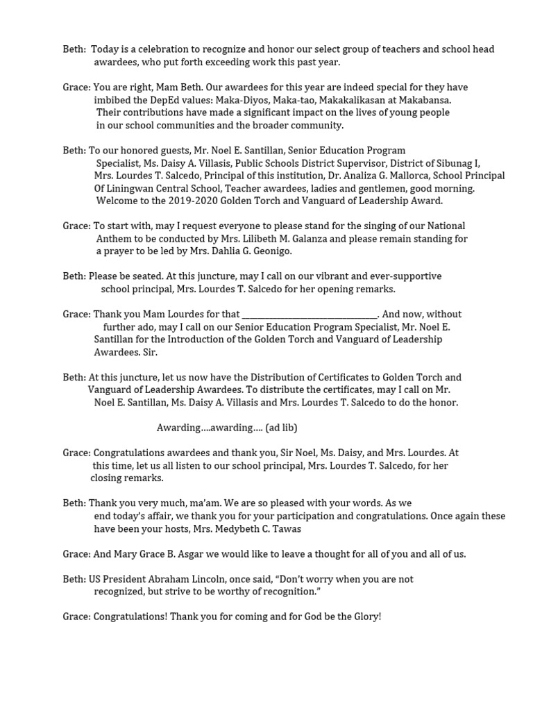 awarding script | PDF