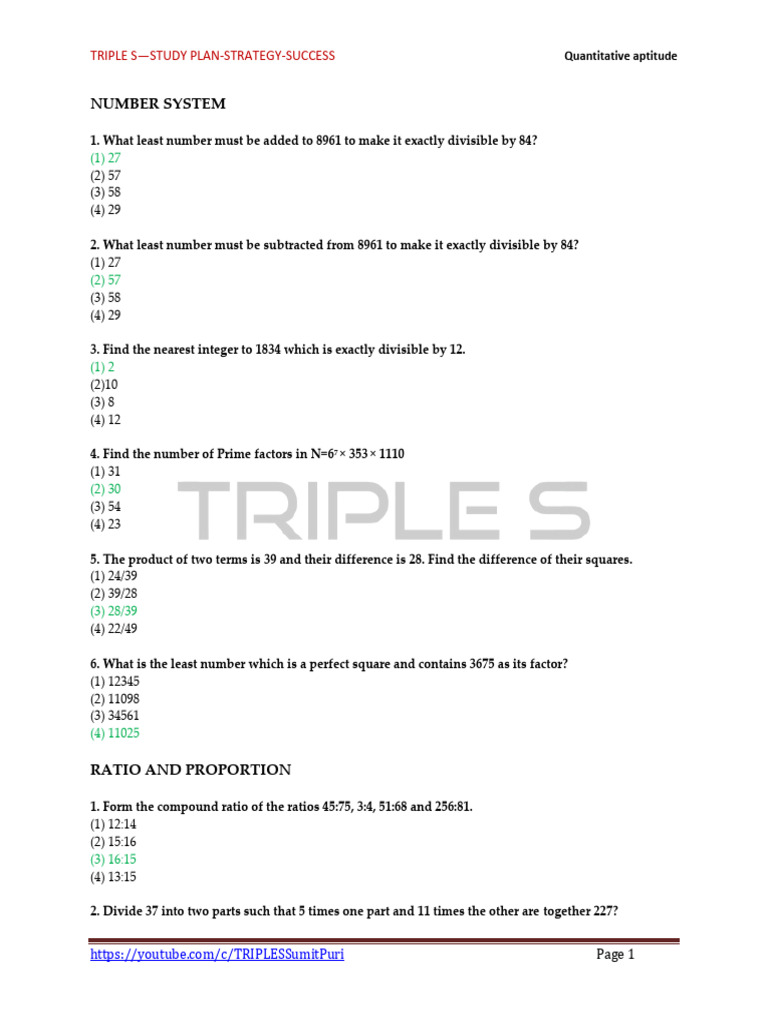 Quantitative Aptitude - Solved | PDF | Numbers | Arithmetic Quantitative Aptitude - Solved | PDF | Numbers | Arithmetic