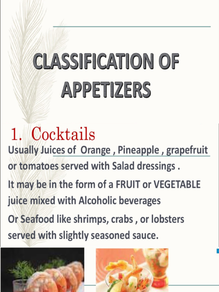 Classification of Appetizer | PDF