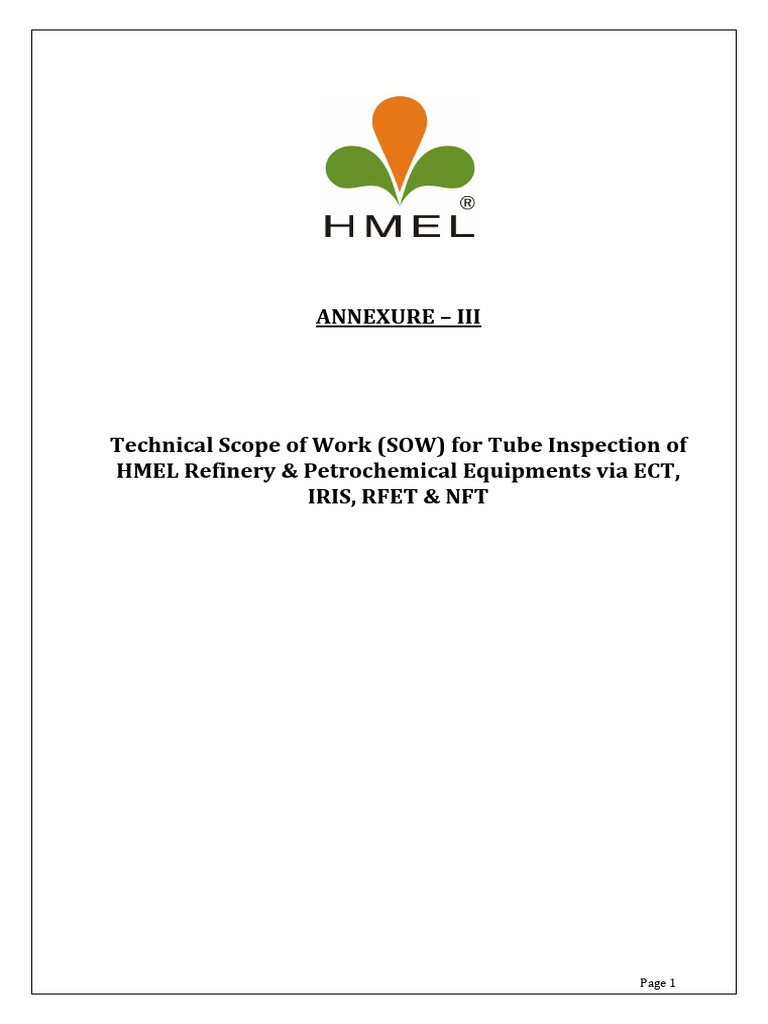 Annexure - Iii - Scope of Work (Sow) | PDF