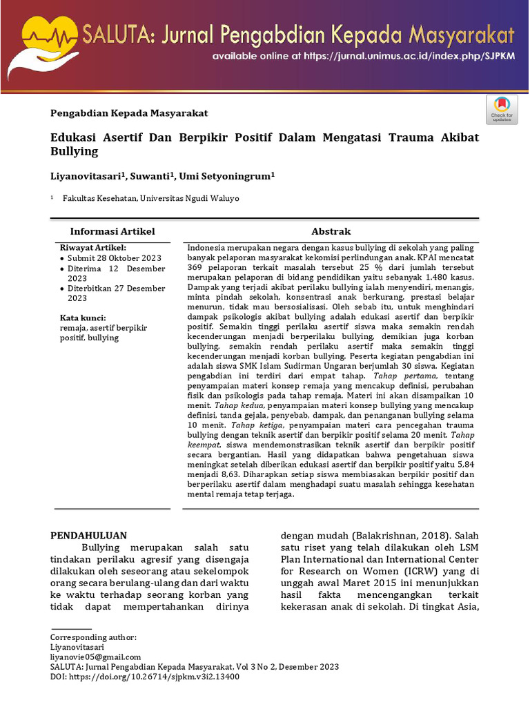 Edukasi Asertif Dan Berpikir Positif Dalam Mengata | PDF