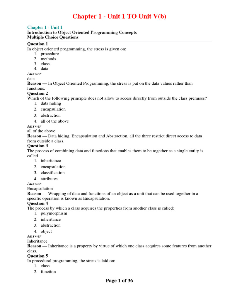 Chapter 1 UNIT I TO V (B) | PDF | Data Type | Class (Computer Programming)
