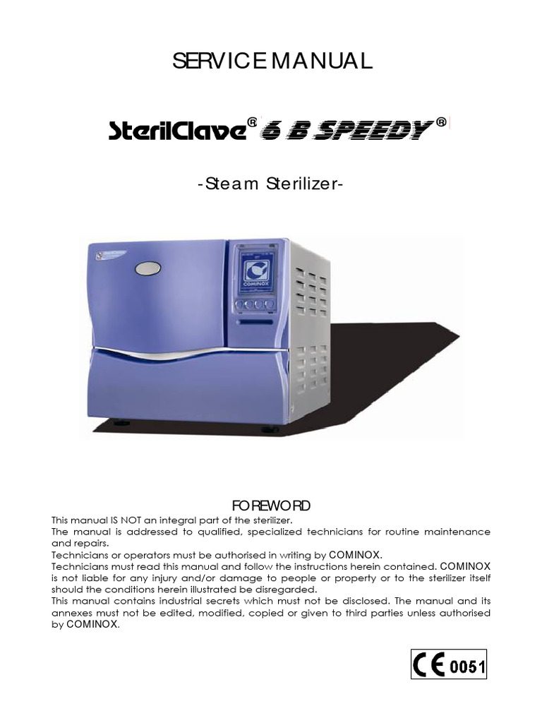Cominox Autoclave Service Manual | PDF | Valve | Calibration
