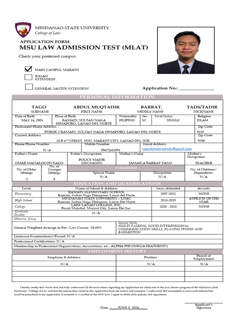Mlat Form 2024 2025 Taditr | PDF