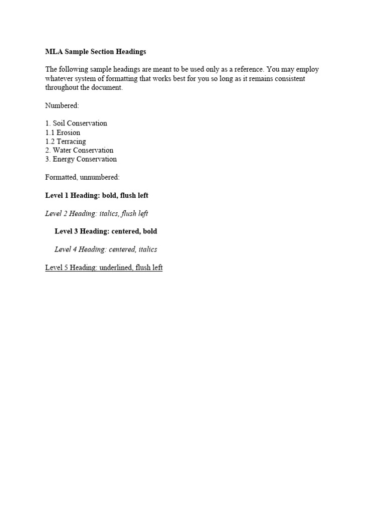 MLA Sample Section Headings | PDF | Foreign Language Studies | Science ...