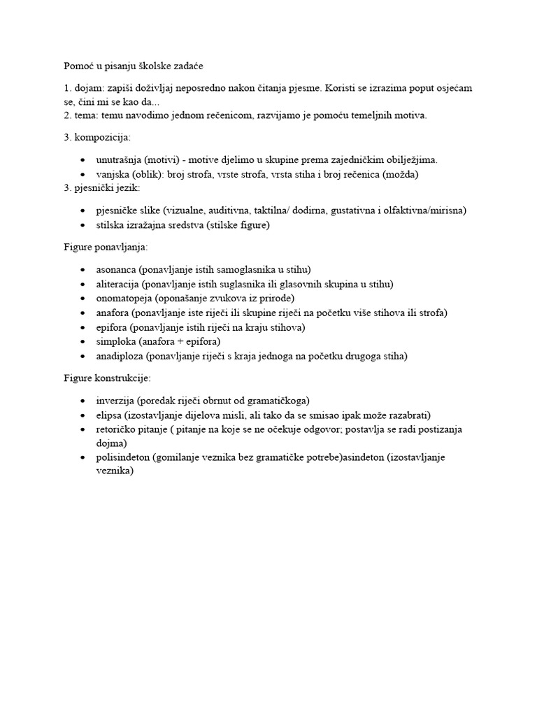 Analiza Lirske Pjesme | PDF