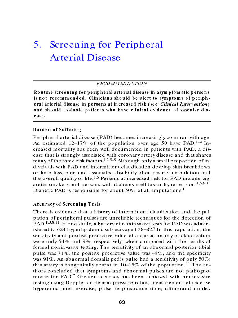 1996 USPSTF Peripheral Arterial Disease Screening | PDF ...