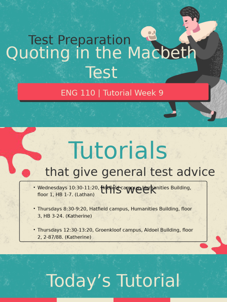 ENG 110 - Tutorial Week 9 - Quoting in The Macbeth Test (ZB) | PDF ...