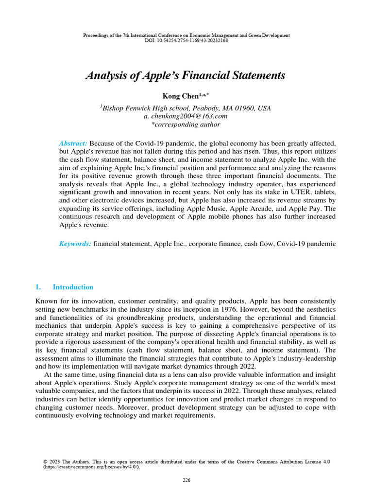 Analysis of Apples Financial Statements | PDF | Dividend | Equity (Finance)
