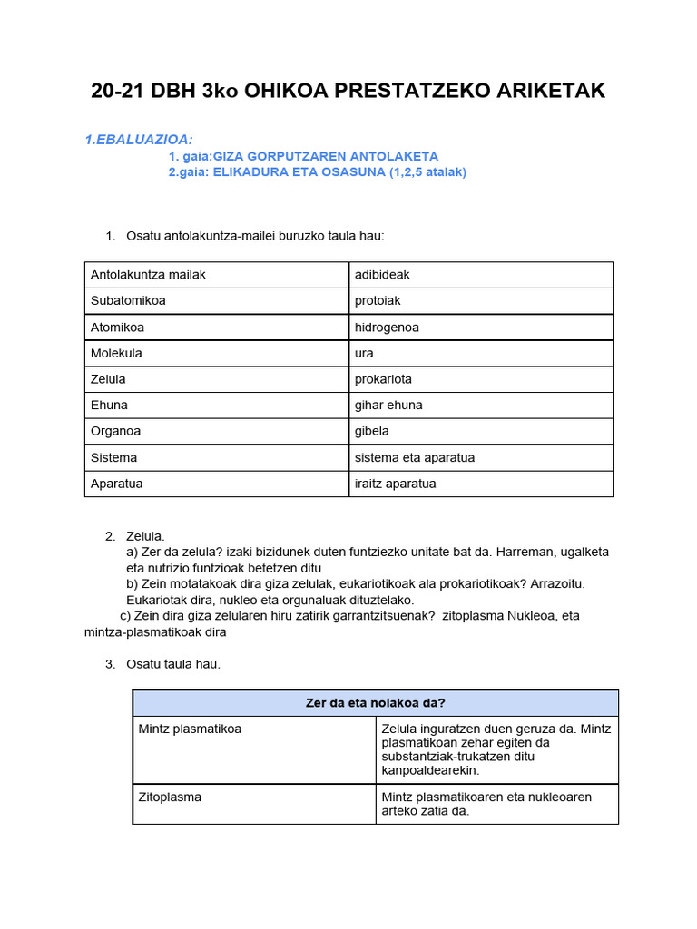 20-21 DBH 3ko OHIKOA PRESTATZEKO ARIKETAK | PDF
