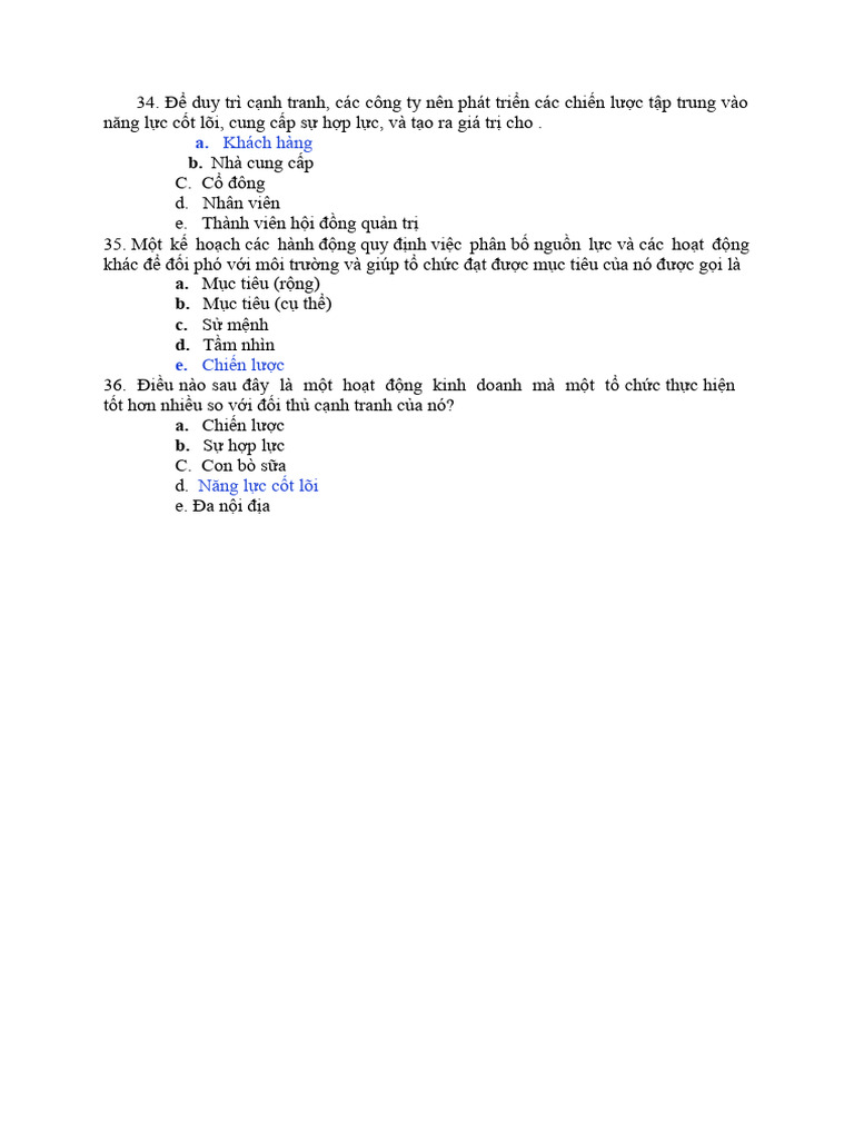 Trắc nghiệm Chương 8 QTH | PDF