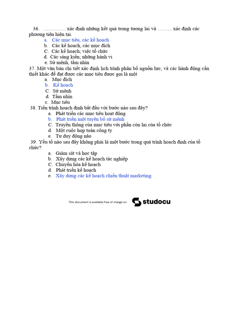 Trắc Nghiệm Chương 7 QTH | PDF