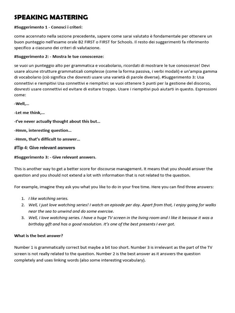 Speaking Mastering B2 Part To Part | PDF | Question | Accent ...