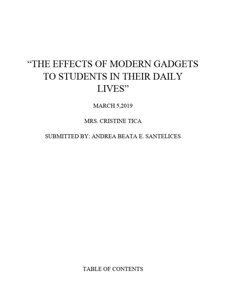The Effects of Modern Gadgets To Students in Their Daily Lives | PDF ...