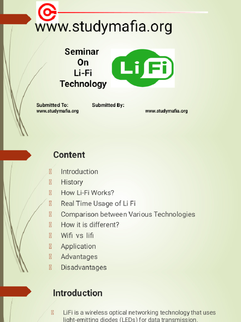 Lifi Technology PPT Light Fidelity Phoenix | PDF