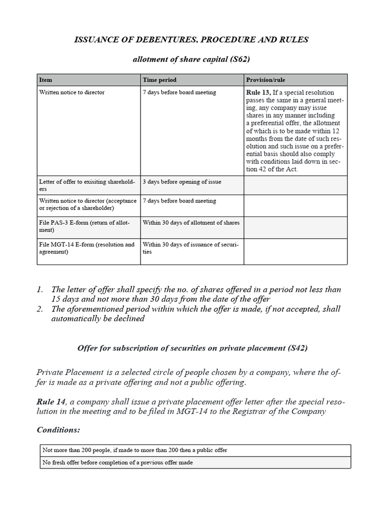 Debentures Issuance, Procedure and Rules | PDF | Convertible Bond ...