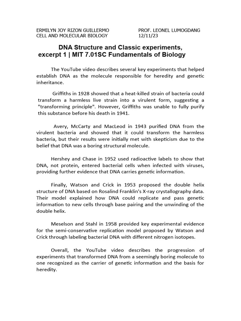 Ermilyn Joy Rizon Guillermoprof | PDF | Dna | Francis Crick