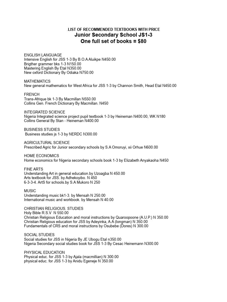 Nigerian Textbooks Jss and Sss | PDF | Science