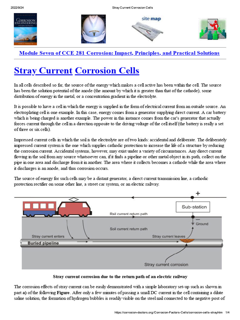 Stray Current Corrosion Cells | PDF | Cathode | Anode