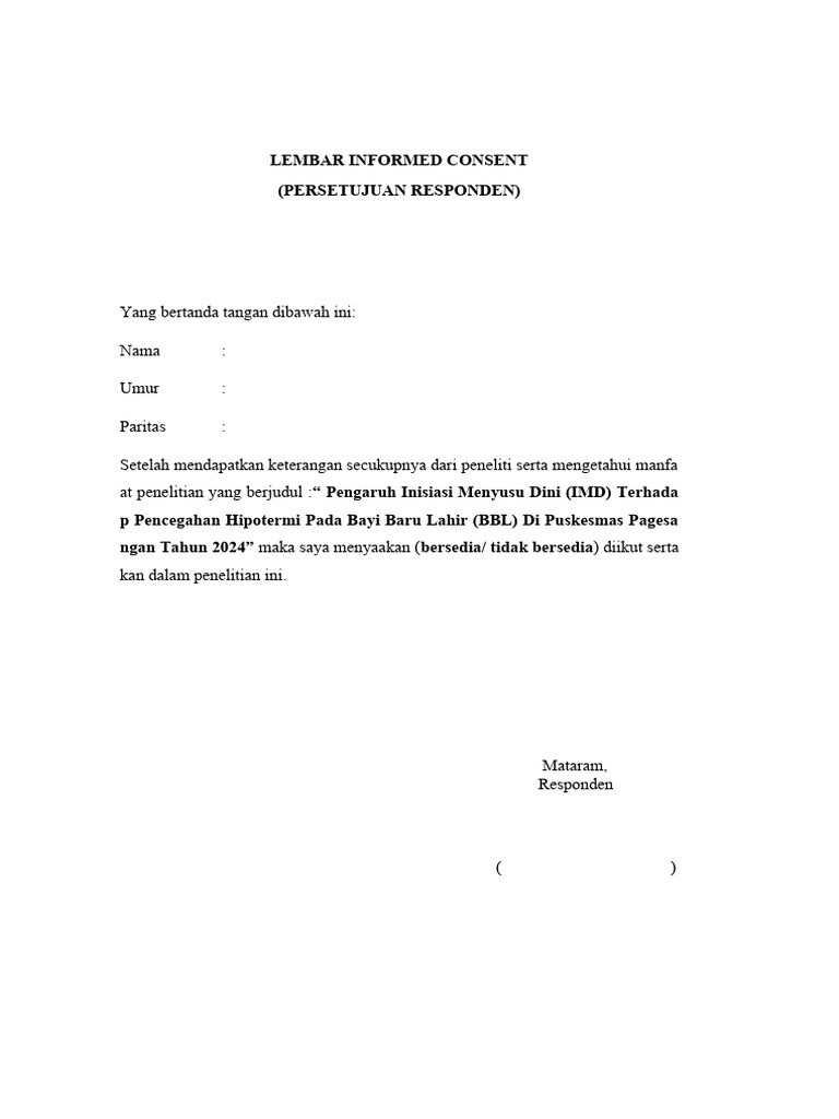 Informed Consent Penelitian Imd 2024 Pdf Sains Matematika