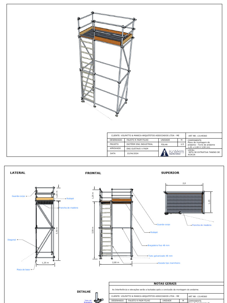 Projeto - Torre de Andaime 1,25 X 2,00 - Art13149360 | PDF