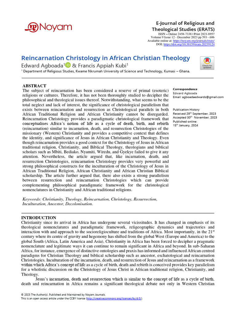 Reincarnation Christology in African Christian Theology | PDF ...