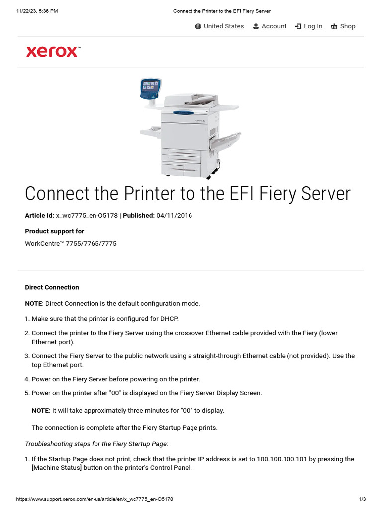 Connect The Printer To The EFI Fiery Server | PDF | Computer Network ...