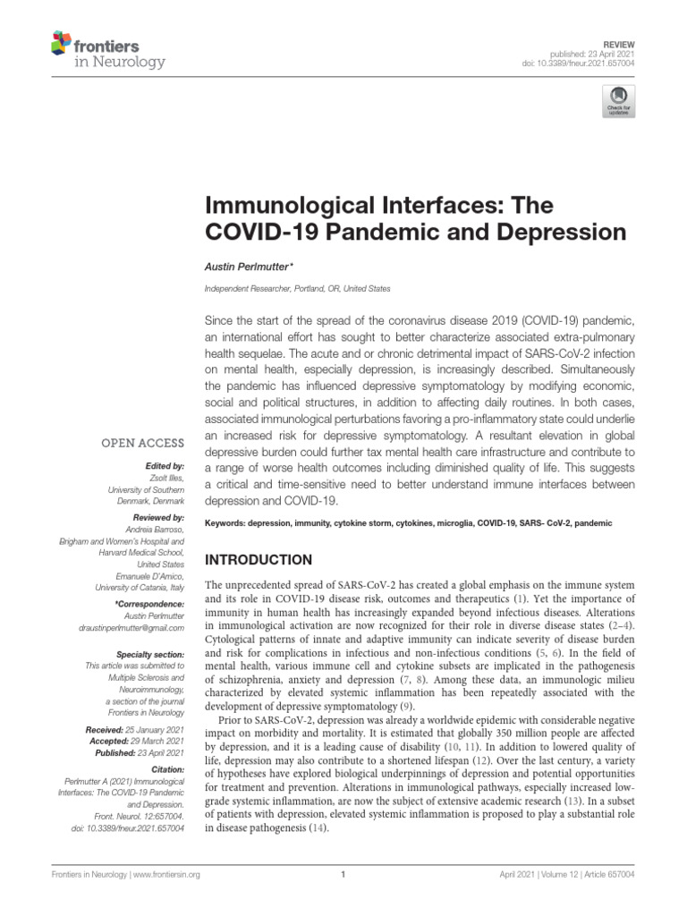 18 - Immunological Interfaces - The COVID-19 Pandemic and Depression ...
