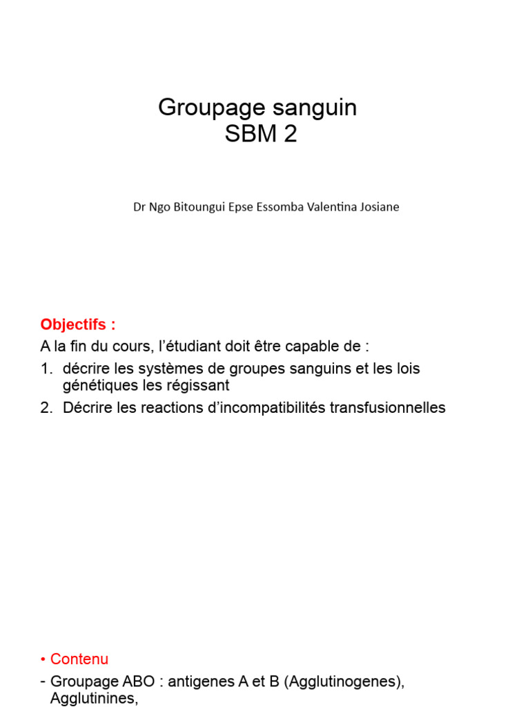 Groupage Sanguin SBM 2 - 2022 | PDF | Groupe sanguin | Transfusion sanguine