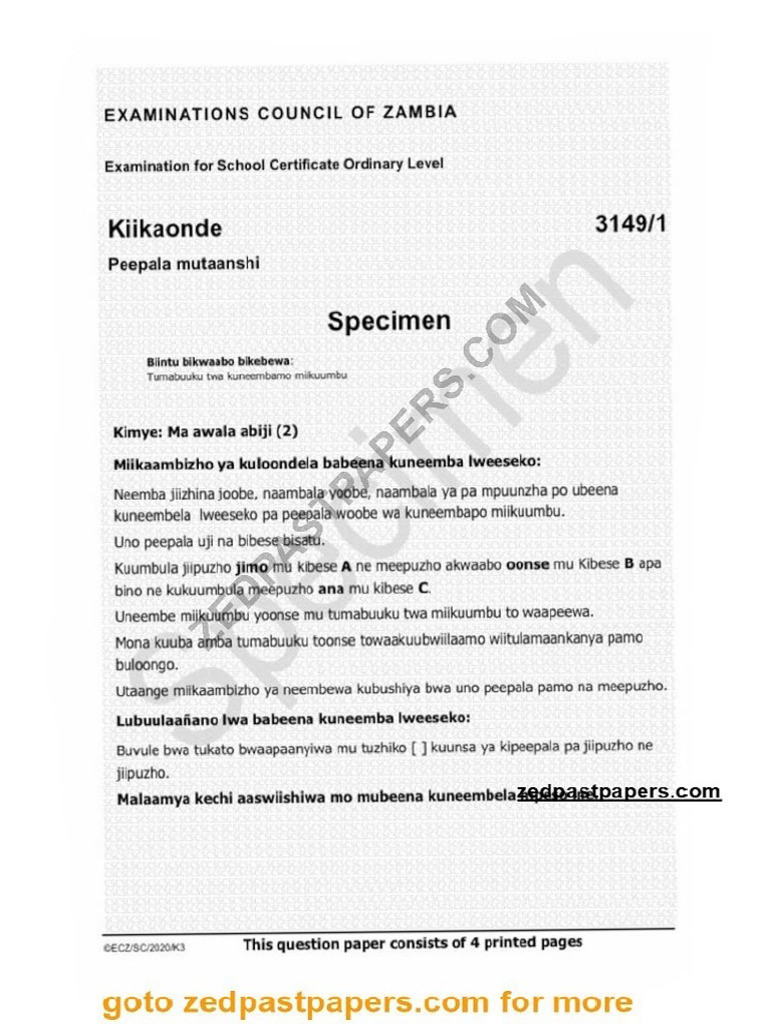 g12 Kikaonda p1 2020 Specimen | PDF