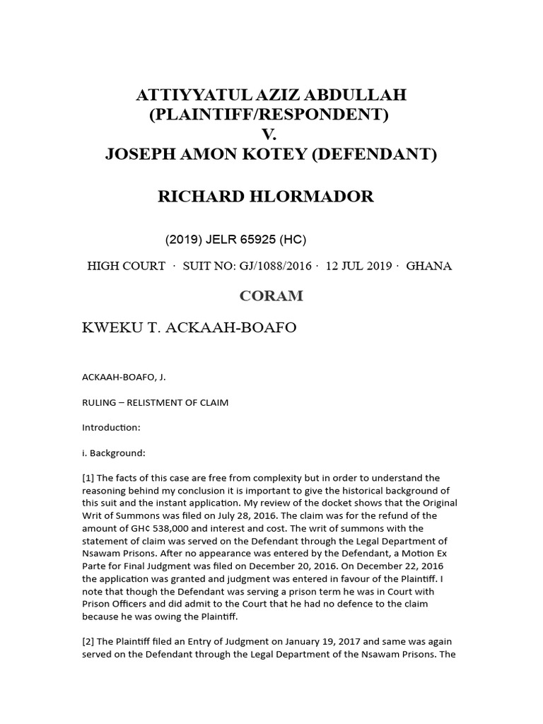 ATTIYYATUL AZIZ ABDULLAH Case | PDF | Lawsuit | Judgment (Law)