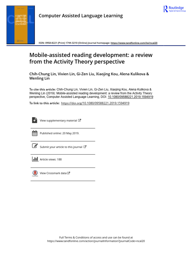 Mobile-Assisted Reading Development: A Review From The Activity Theory ...