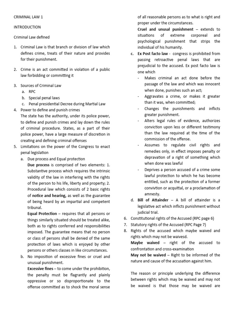 Criminal-Law-notes-2 | PDF | Ex Post Facto Law | Crimes