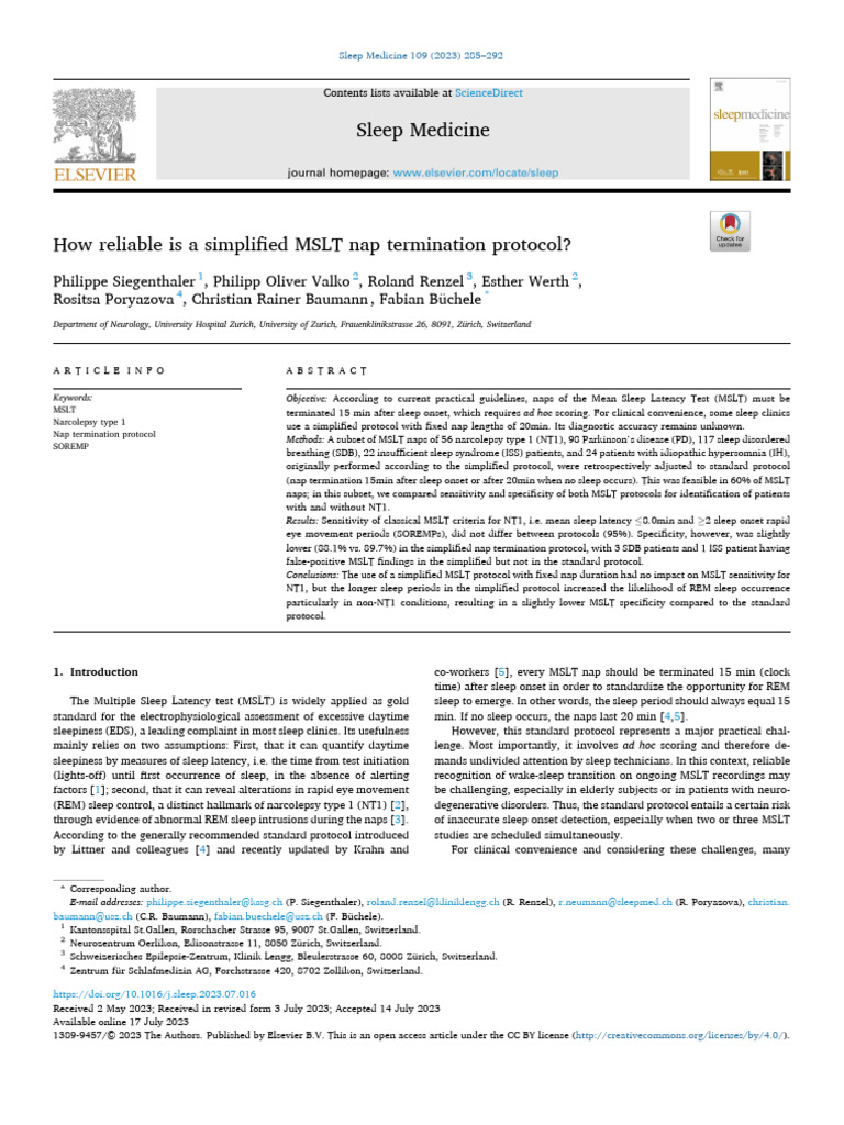How Reliable Is A Simplified MSLT Nap Termination Protoco - 2023 ...