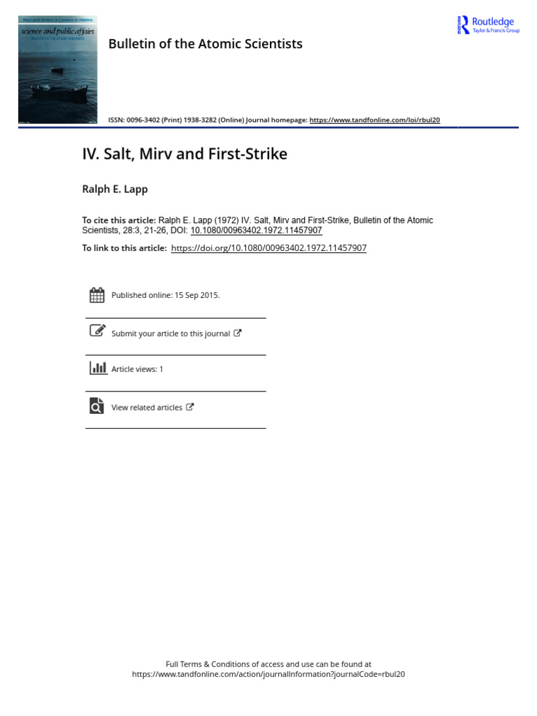 1972, Mirv and Marv | PDF | Intercontinental Ballistic Missile | Missile
