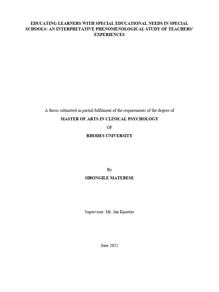 Matebese Ma Tr21 271 PDF | PDF | Inclusion (Education) | Special Education