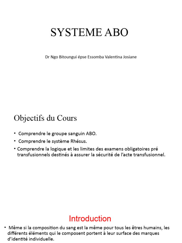 Système ABO | PDF | Groupe sanguin | Spécialités médicales