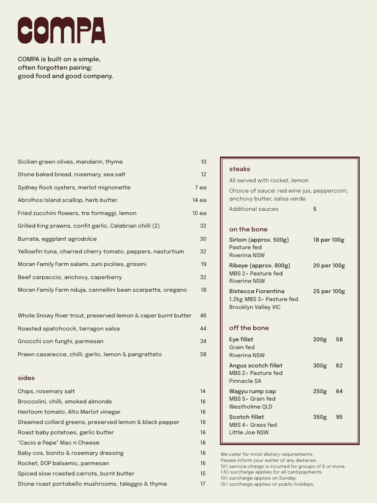 Compa Food+Menu+A4 270524+web | PDF | European Cuisine | Foods