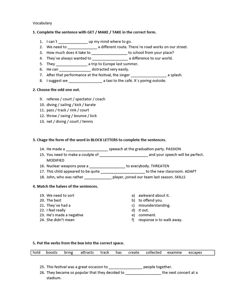 Vocabulary and Grammar Test Guide | PDF | Language Arts & Discipline