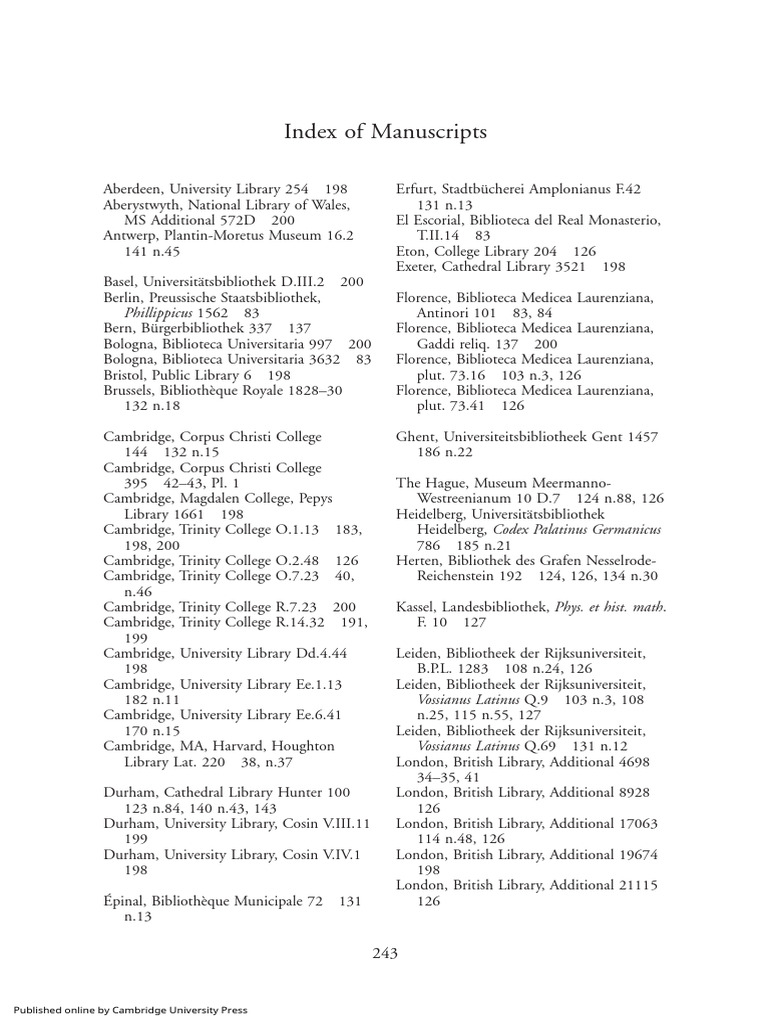 20.0 PP 243 246 Index of Manuscripts | PDF | Roman Empire | Roman Emperors