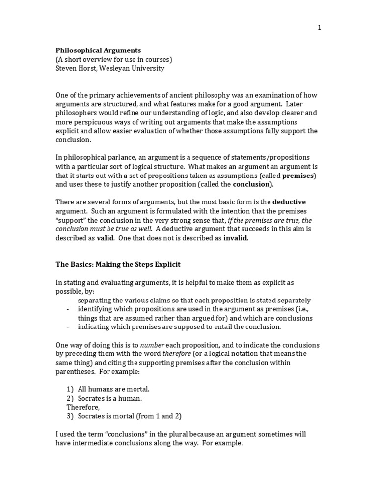 Horst Philosophical Arguments | PDF | Argument | Logic