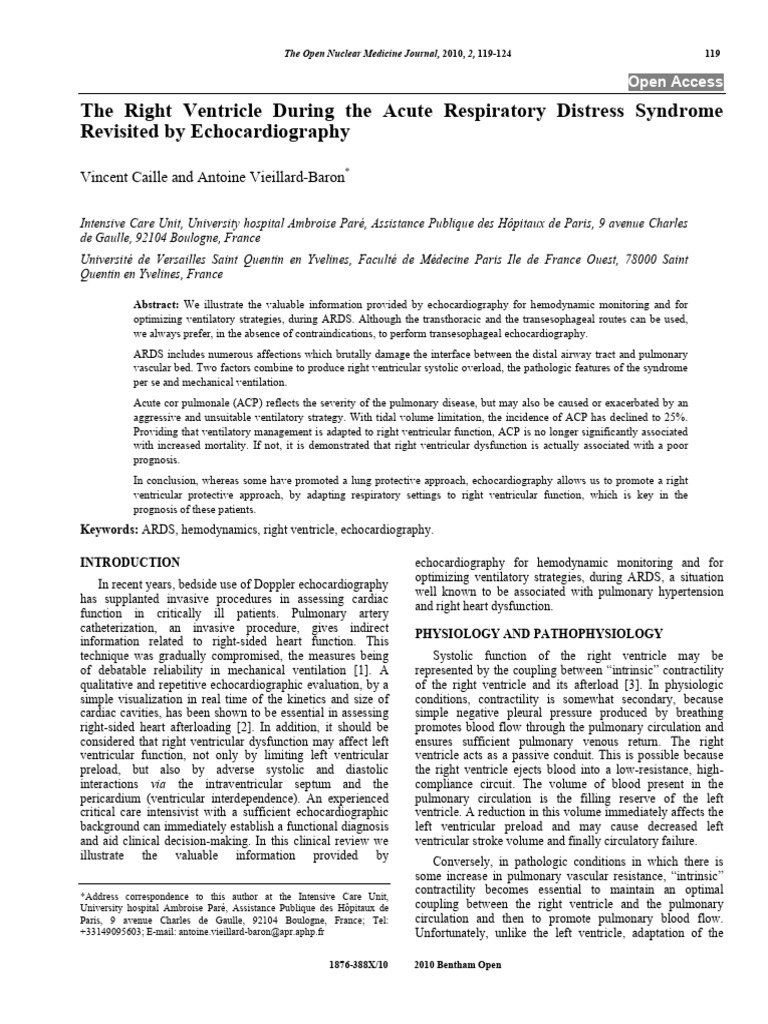 The Right Ventricle During The Acute Respiratory Distress Syndrome Revisited by Echocardiography ...