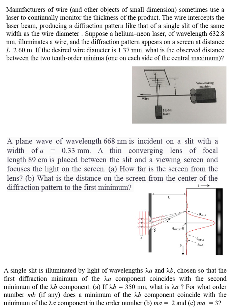 Diffraction Practise (1) | Download Free PDF | Diffraction | Wavelength